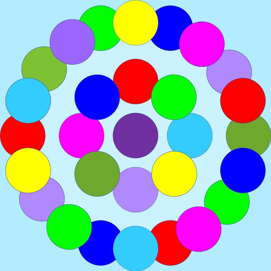 Solve Circles in a Circle jigsaw puzzle online with 196 pieces