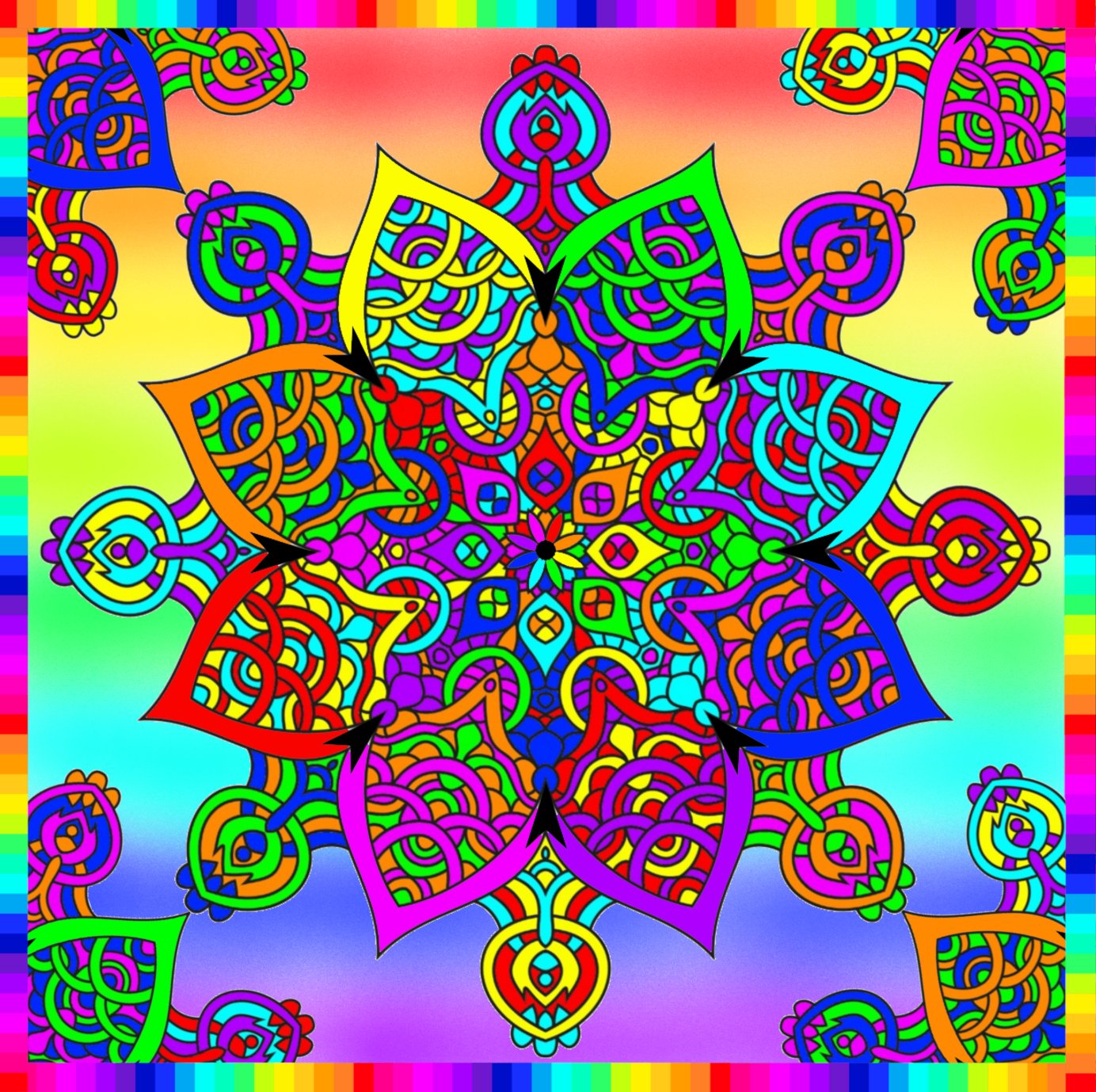 Solve Mandala Rainbow 1107cc jigsaw puzzle online with 100 pieces