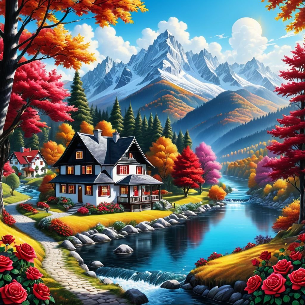 Solve PUZZLE - Lovely Houses In The Valley jigsaw puzzle online with 81 pieces