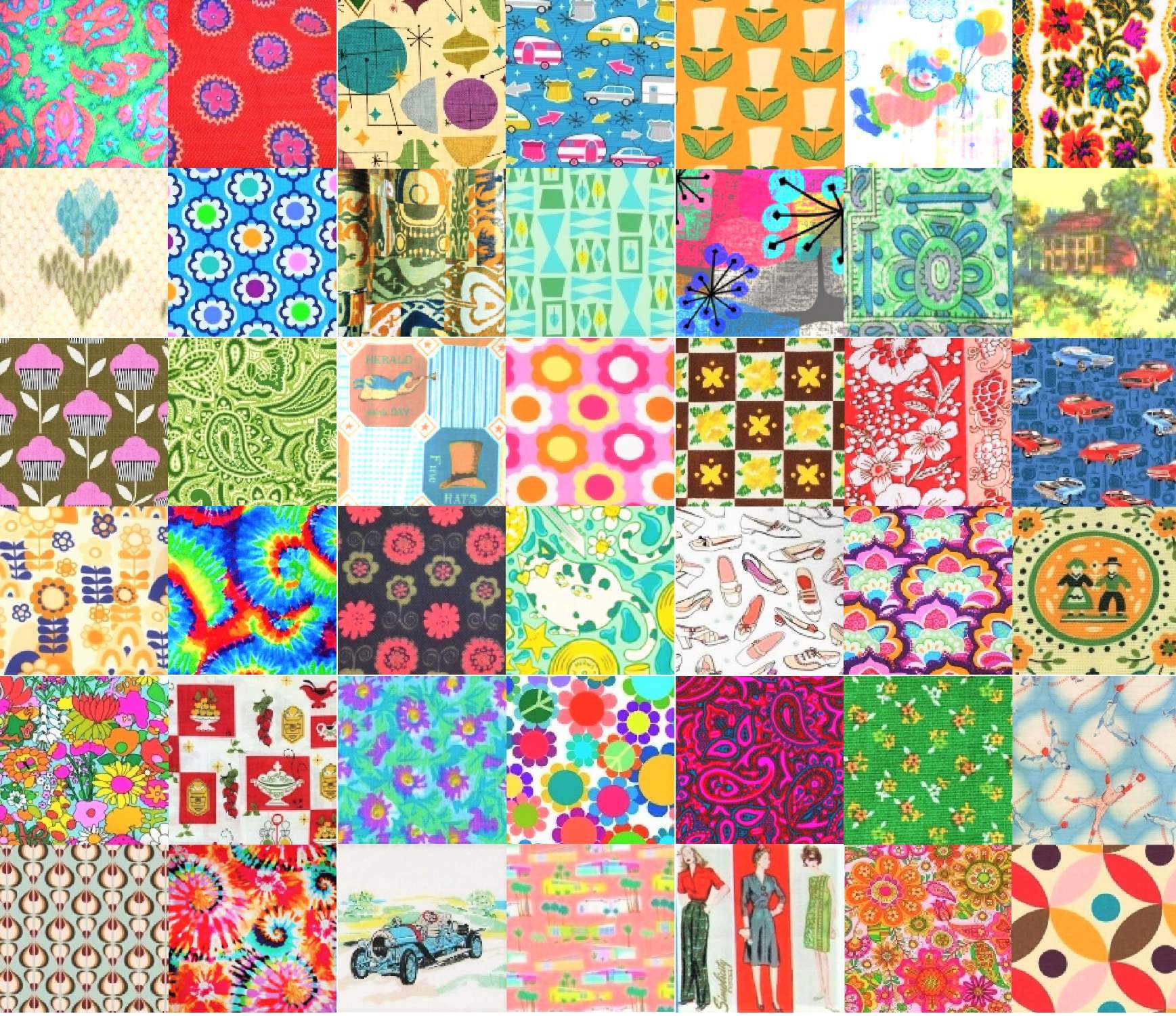 Solve PATCHWORK '60s FABRIC jigsaw puzzle online with 378 pieces