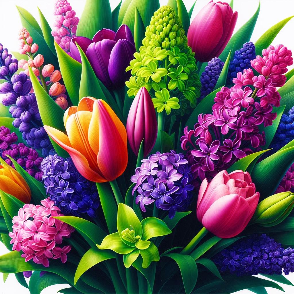 Solve springtime flower bouquet jigsaw puzzle online with 64 pieces