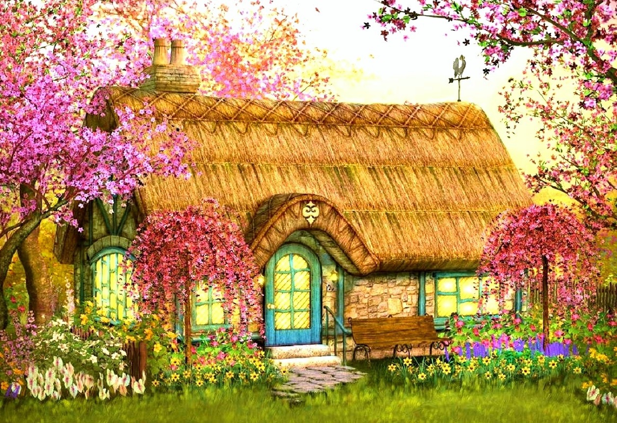 Solve Spring English Cottage jigsaw puzzle online with 176 pieces