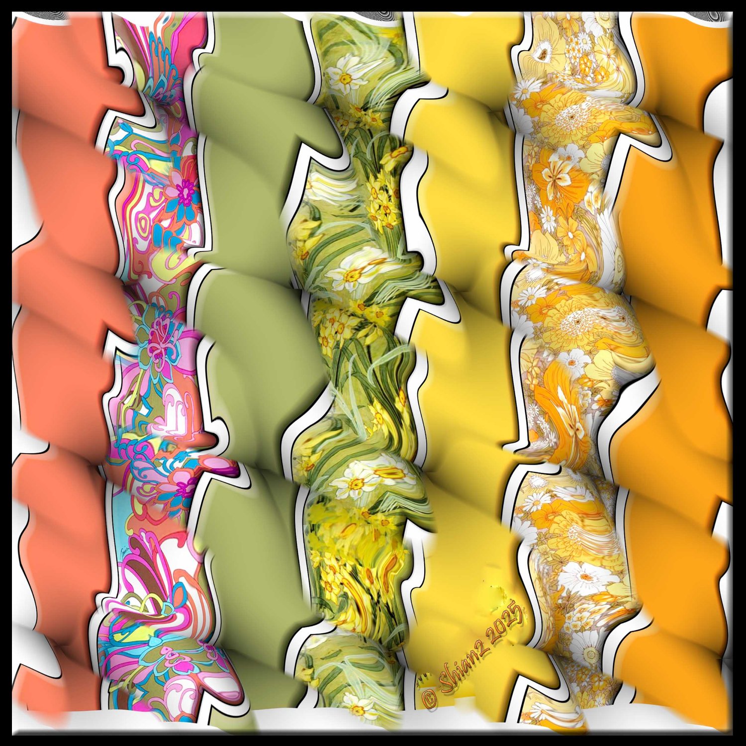 Solve Fancy Floral and Plains jigsaw puzzle online with 64 pieces