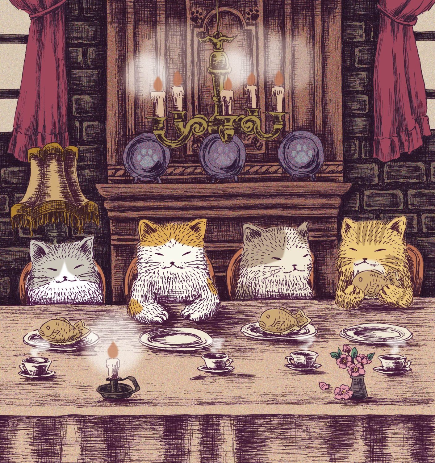 Solve dinner party jigsaw puzzle online with 100 pieces
