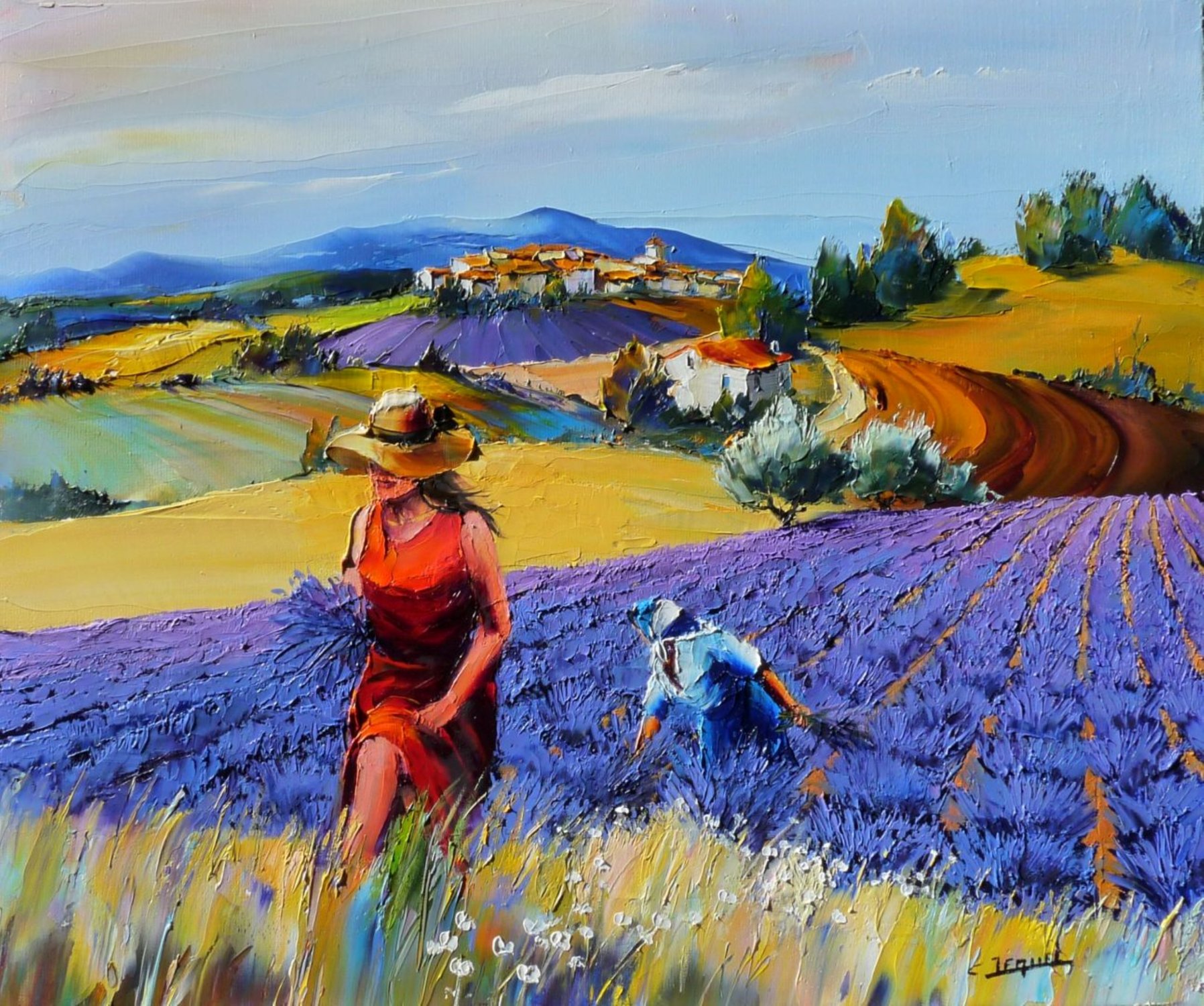 Solve Lavender Landscape ~ Christian Jequel (French, 1935...active ...