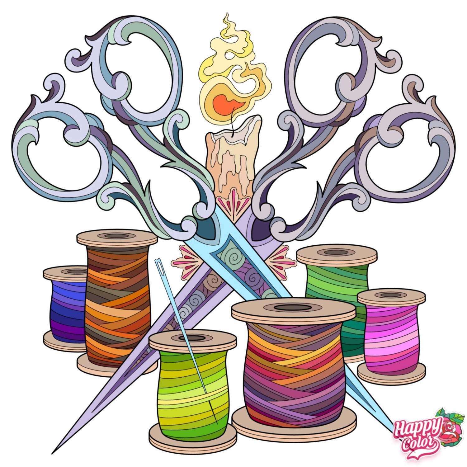 Solve Snazzy Scissors and Thread jigsaw puzzle online with 144 pieces