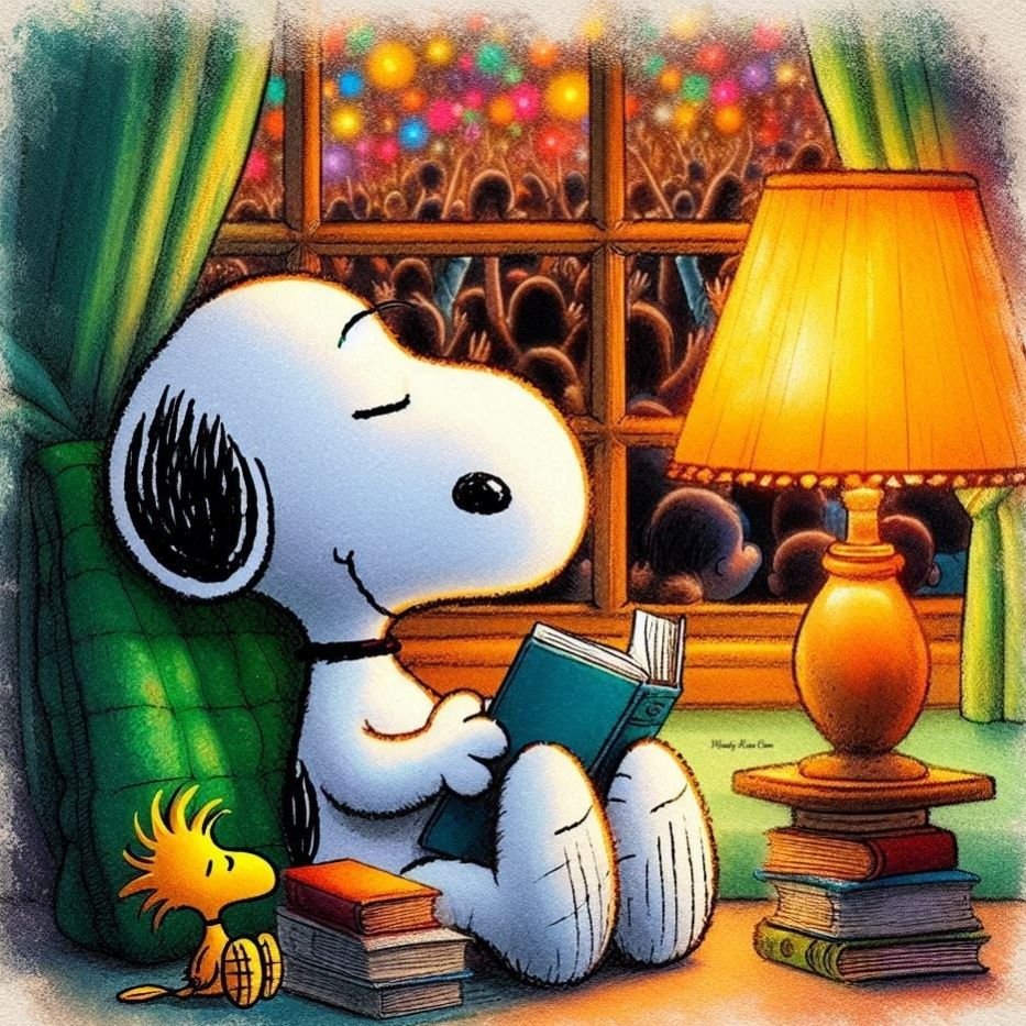 Solve Snoopy Stay Home or Go to a Party jigsaw puzzle online with 64 pieces