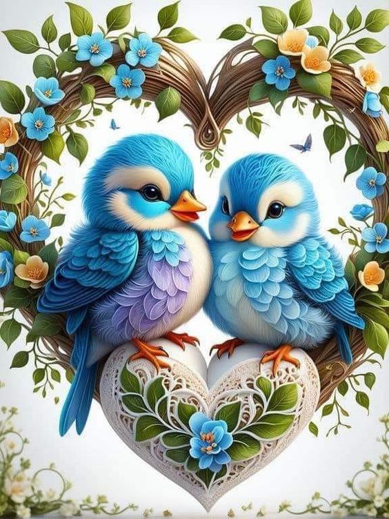 Solve Love Birds - art jigsaw puzzle online with 48 pieces