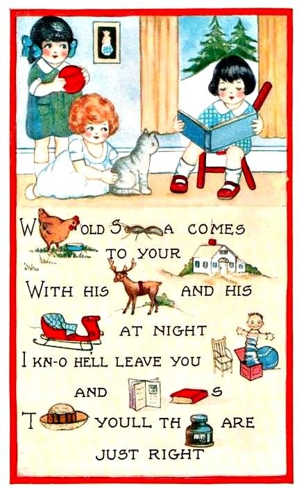 Jigsaw Puzzle | 12 pieces | Seasonal - Christmas - Vintage Children's Cryptic Christmas Card 7 ...