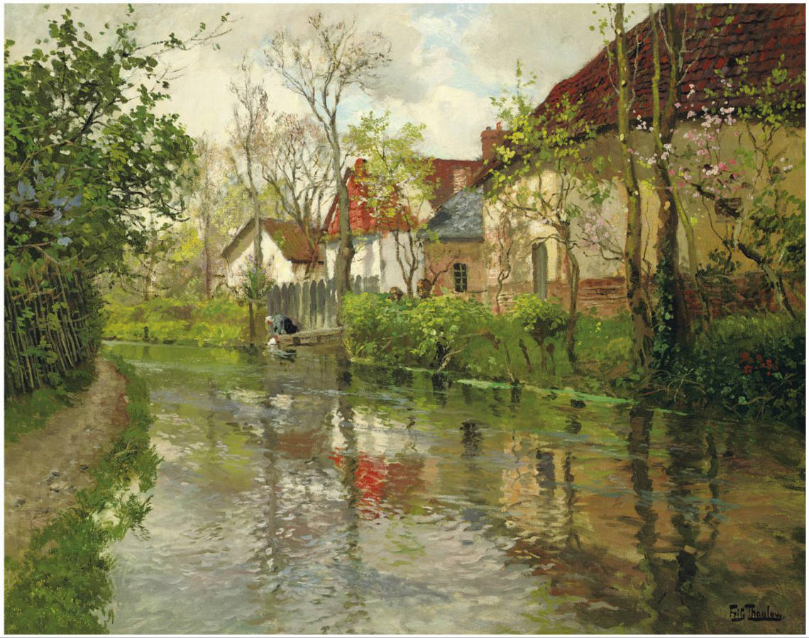 Solve Frits Thaulow (1847–1906,) Cottages by a River jigsaw puzzle ...