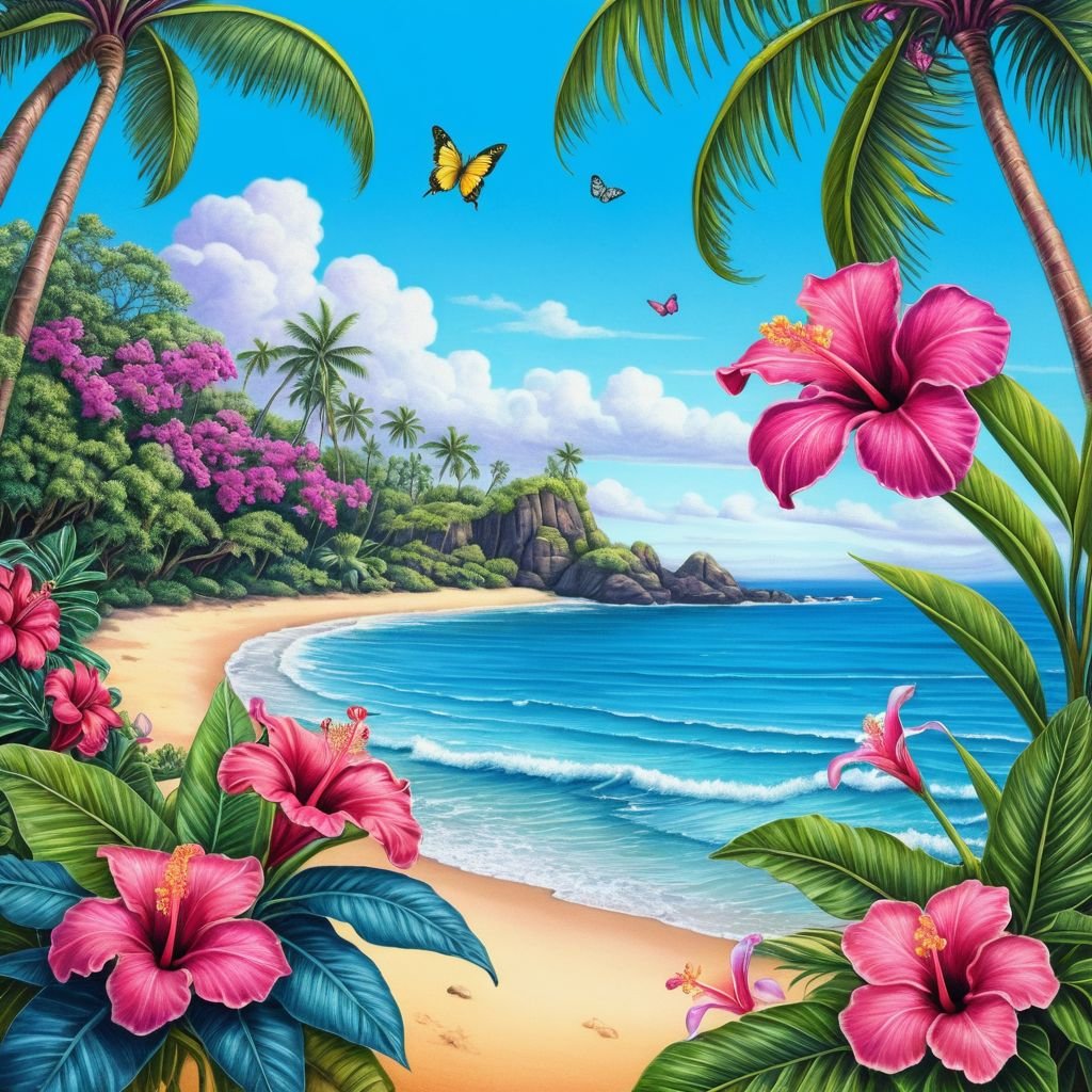 Solve PUZZLE - Lovely Tropical Beach jigsaw puzzle online with 81 pieces