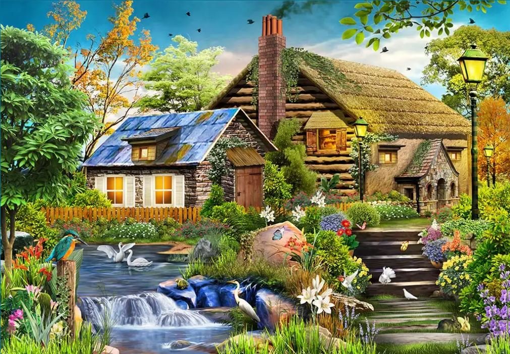 Solve Cosy Log Cabin jigsaw puzzle online with 88 pieces