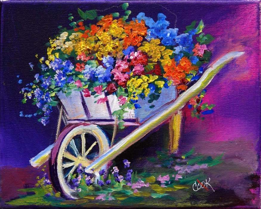 Solve FLOWERS BY THE BARROWFUL jigsaw puzzle online with 63 pieces