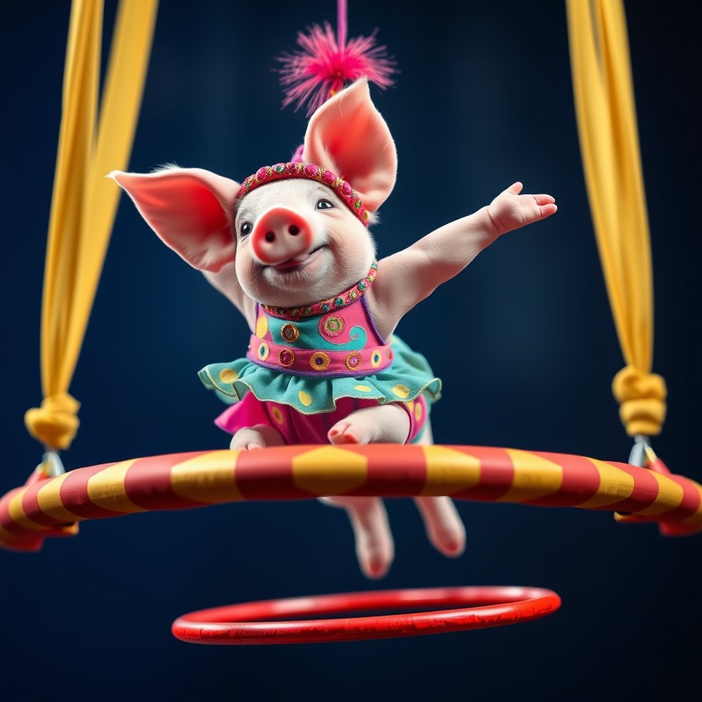 Solve Trapeze Pig jigsaw puzzle online with 49 pieces