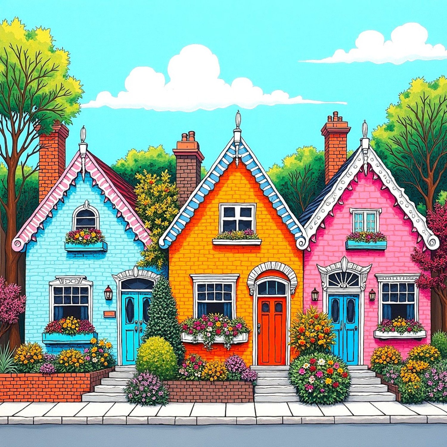 Solve Posey Cottages - resize 9 - 600 pieces jigsaw puzzle online with ...
