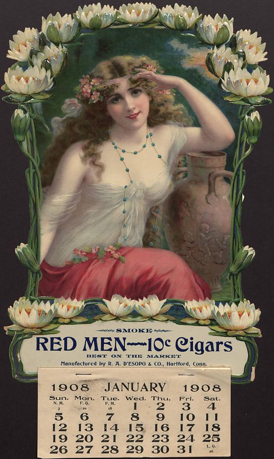 Solve Vintage ad calendar 1908 jigsaw puzzle online with 135 pieces