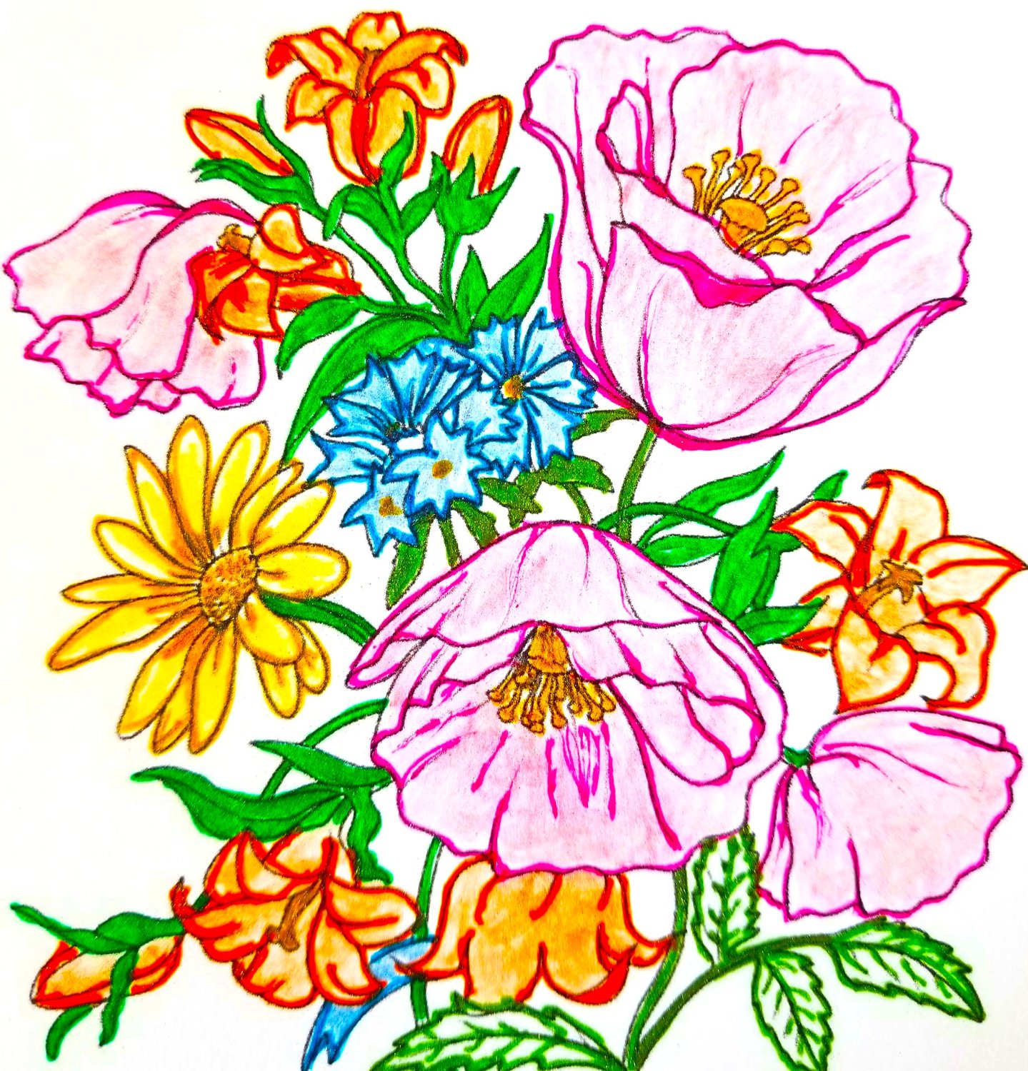 Solve Coloring Flowers 3 jigsaw puzzle online with 64 pieces