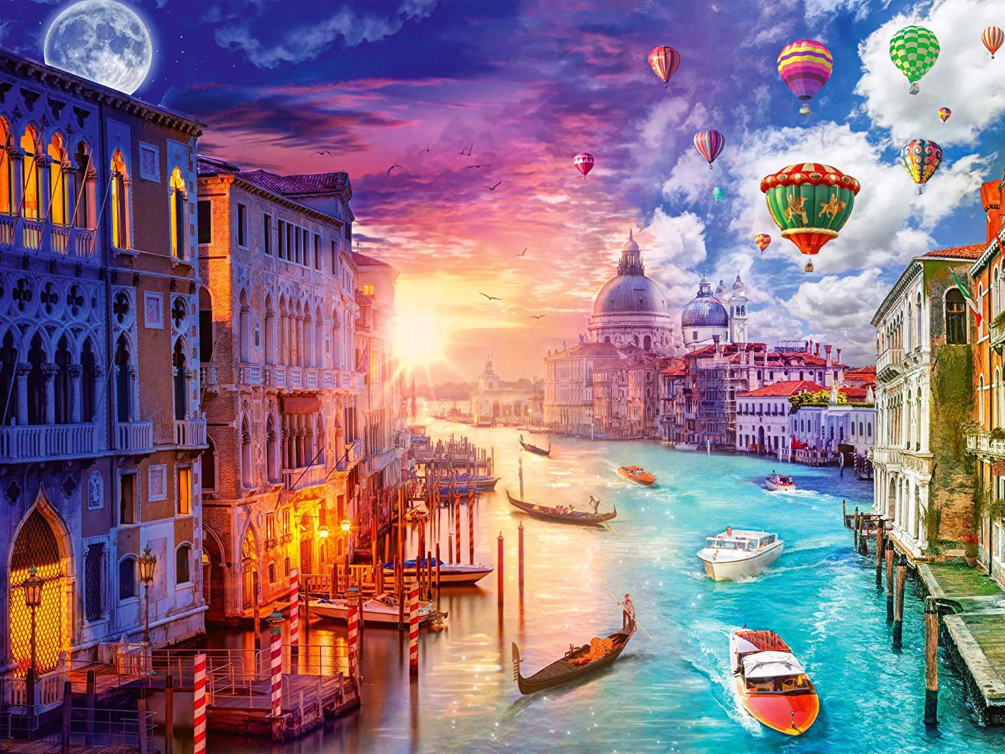 Solve Venice Night and Day jigsaw puzzle online with 352 pieces