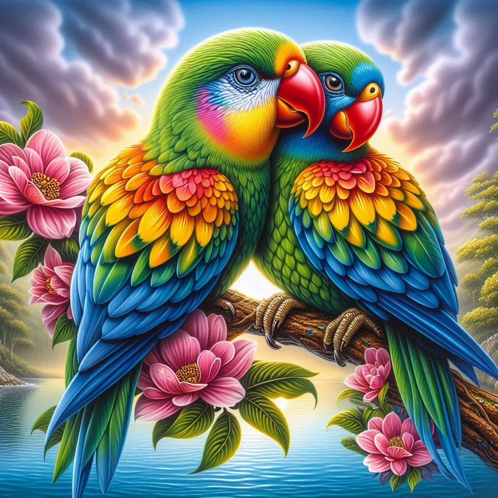Solve love birds jigsaw puzzle online with 289 pieces