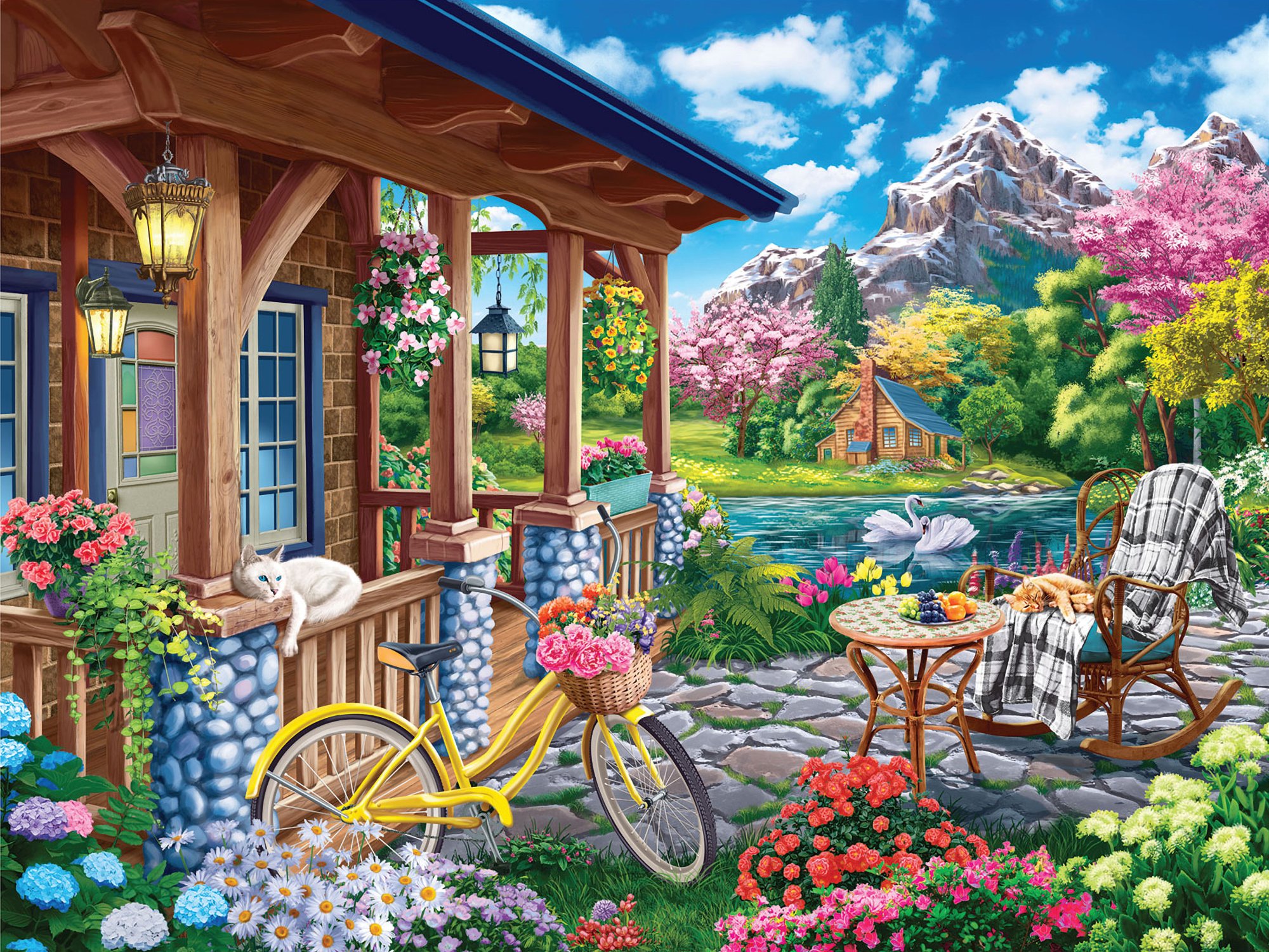 Solve Colorful House Near The Lake jigsaw puzzle online with 352 pieces