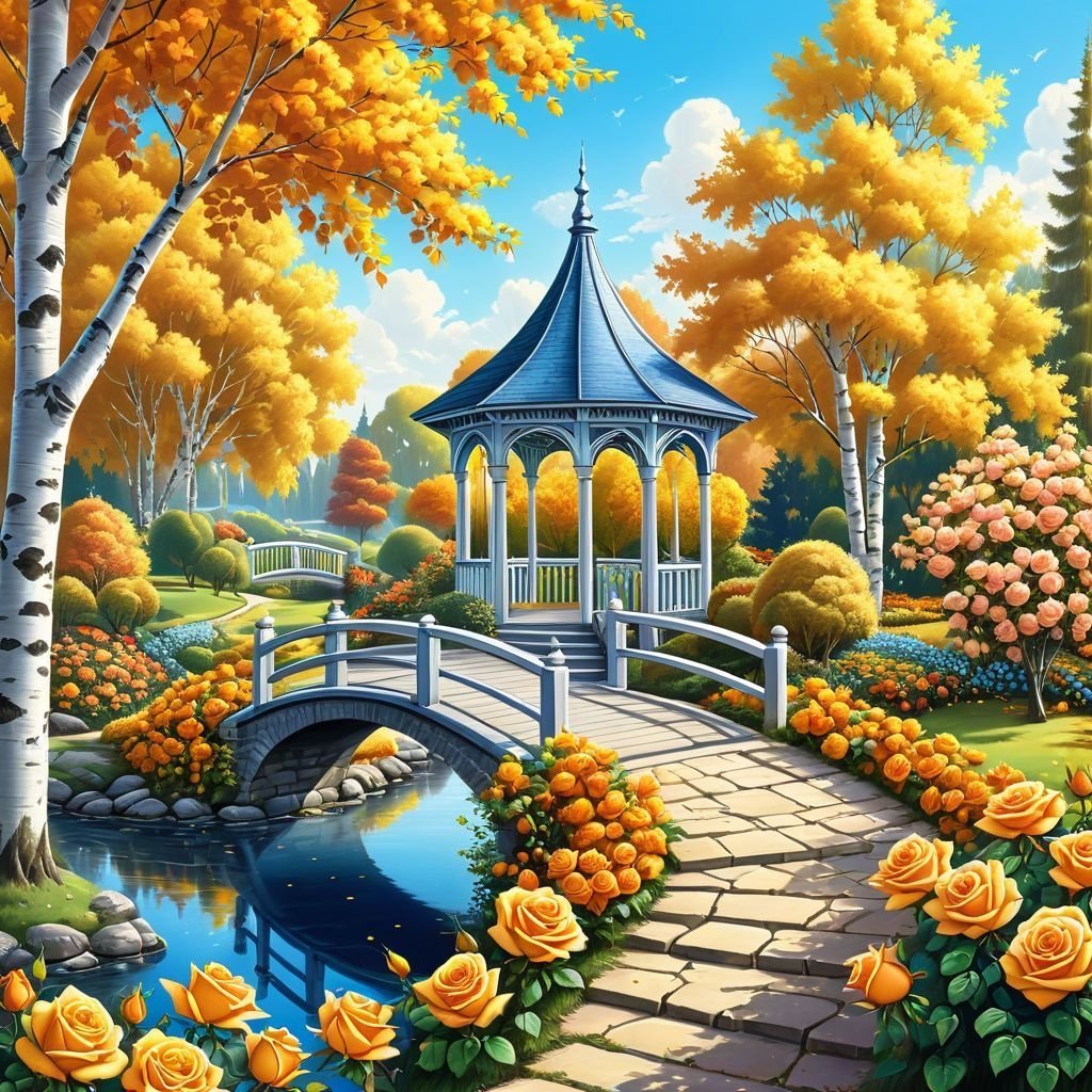 Solve PUZZLE - Arch Bridges And Gazebo jigsaw puzzle online with 81 pieces