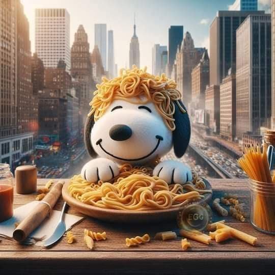Solve Snoopy Spaghetti jigsaw puzzle online with 81 pieces