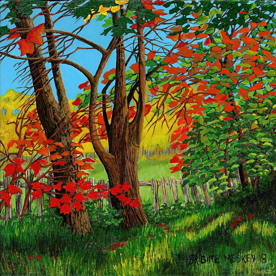 Solve Red Leaves by Fence by Brigitte Meskey jigsaw puzzle online with ...