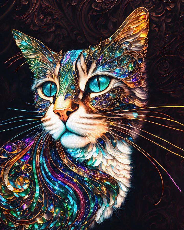 Solve Gem the Colorful Tabby Cat jigsaw puzzle online with 130 pieces