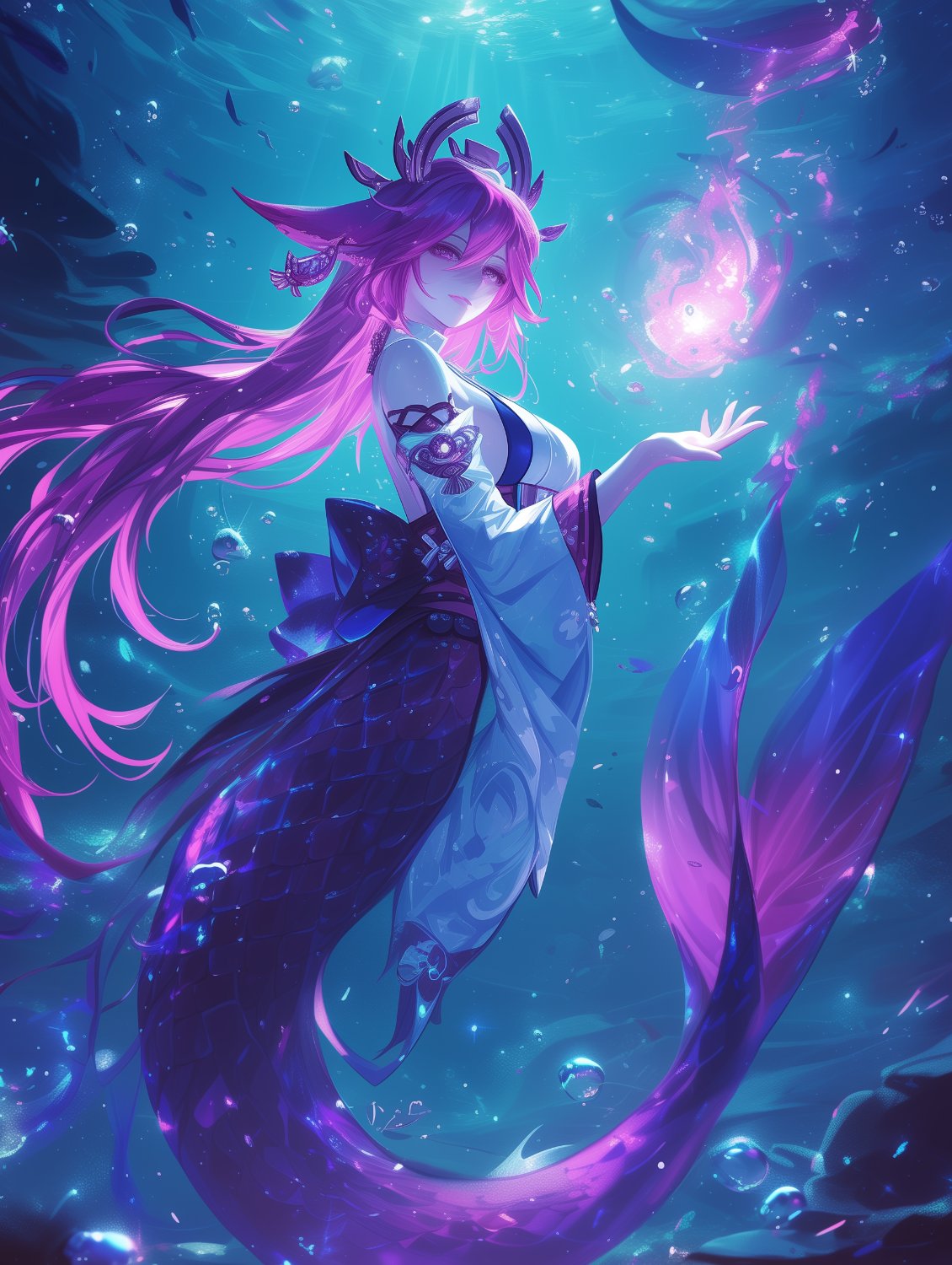 Solve Mermaid Yae Miko jigsaw puzzle online with 300 pieces