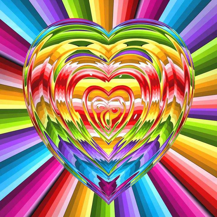 Solve RAINBOW HEARTS jigsaw puzzle online with 64 pieces