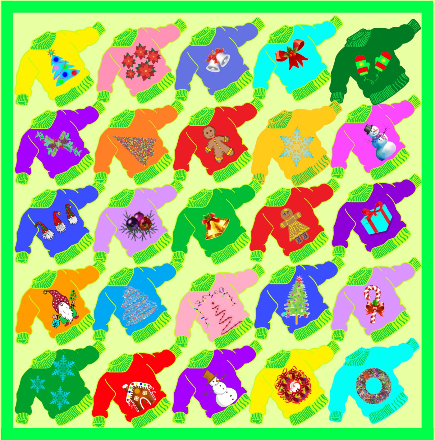 Solve Winter Ugly Sweaters jigsaw puzzle online with 49 pieces