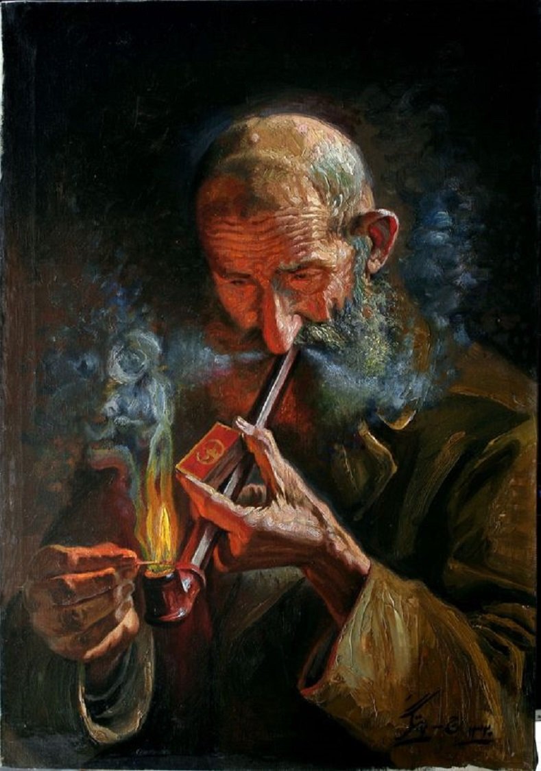 Solve Old man smoking pipe- Jafar Petgar - Iranian Artist,- 1941 jigsaw ...