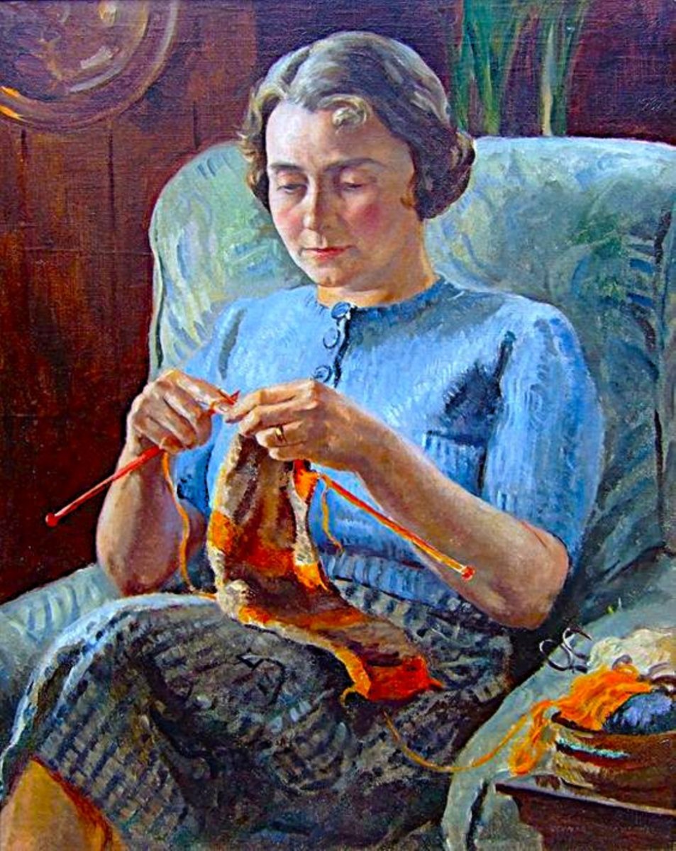 Jigsaw Puzzle | 30 pieces | Marjorie Knitting ~ Leonard John Fuller ...