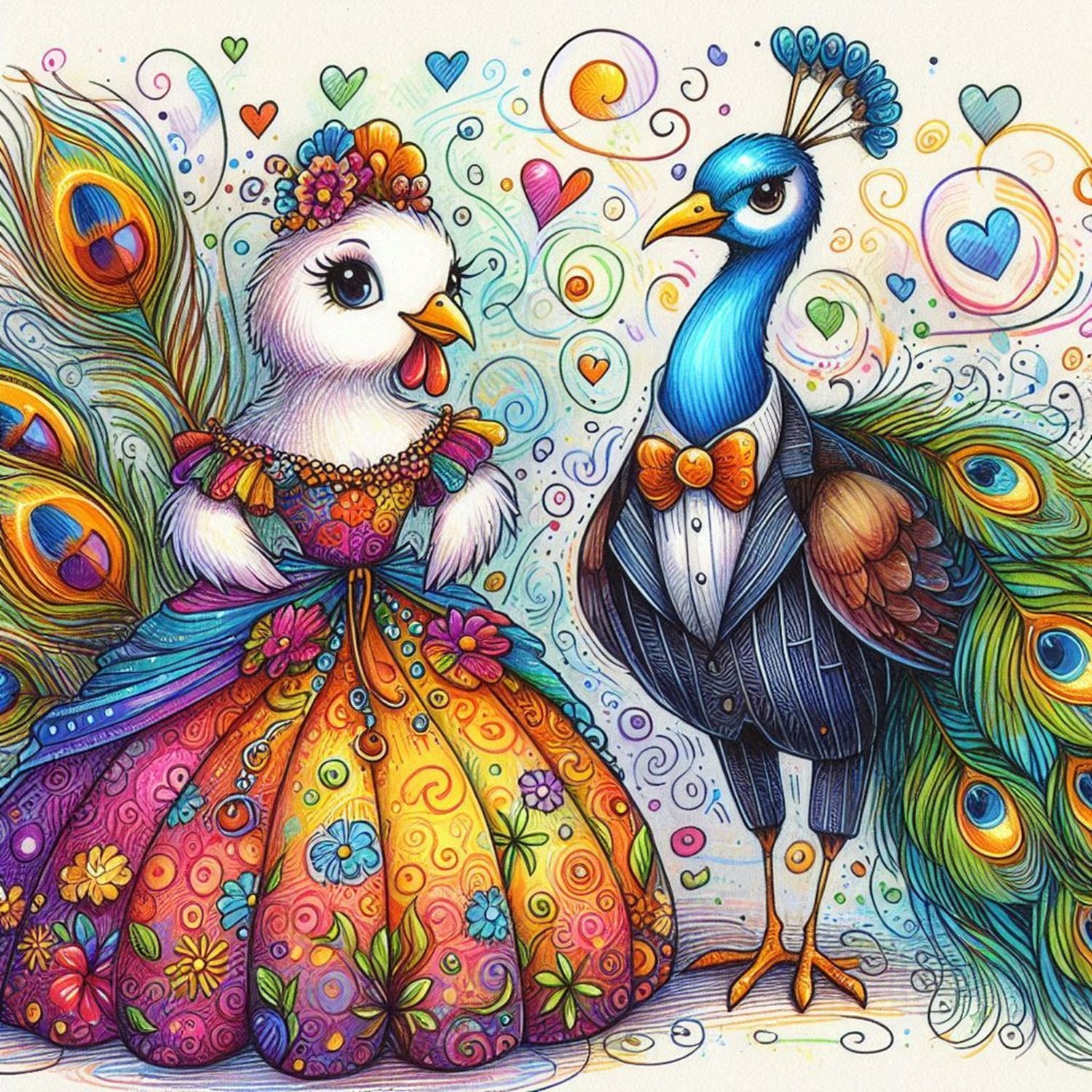 Solve Mr & Ms Peacock (resizable 9 to 600 pieces) jigsaw puzzle online ...