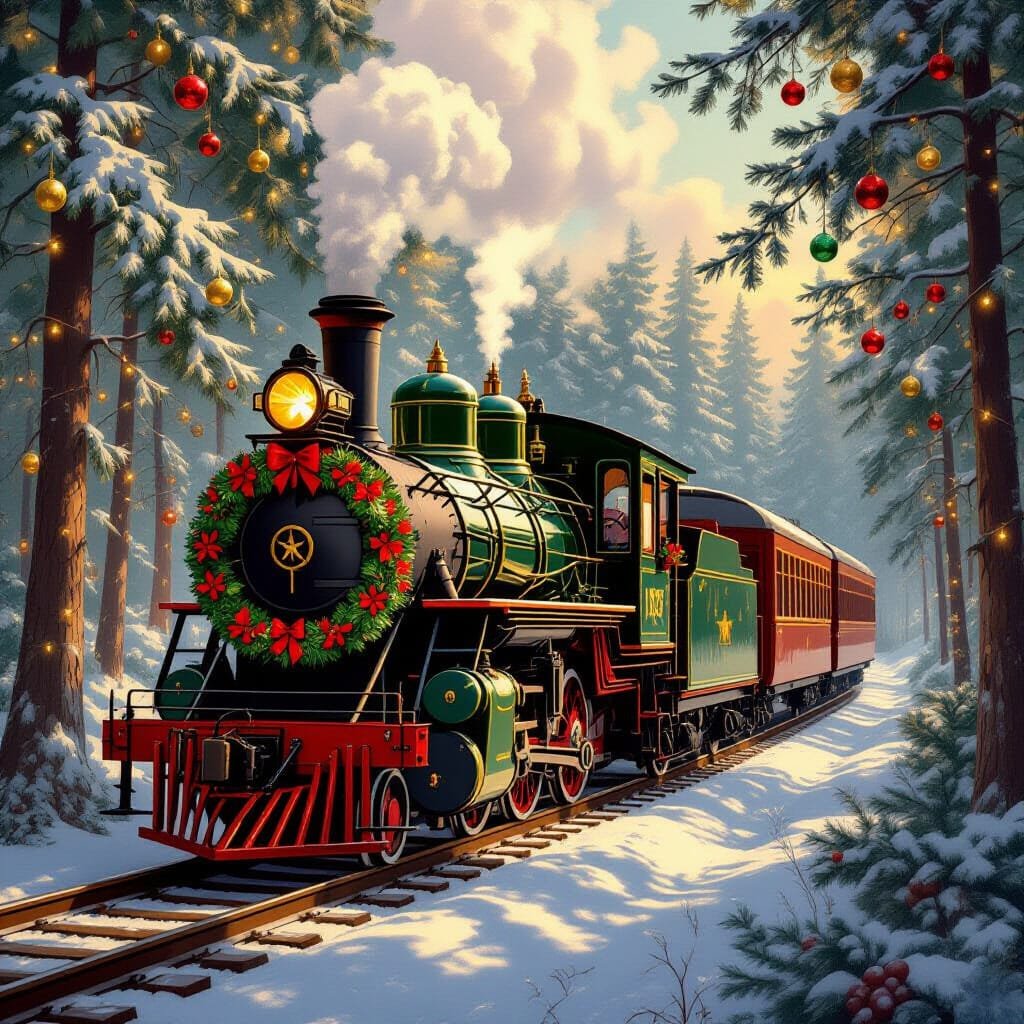 Solve Christmas Train jigsaw puzzle online with 49 pieces