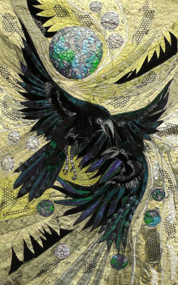 Solve Crow quilt by Nisa Kiley jigsaw puzzle online with 12 pieces