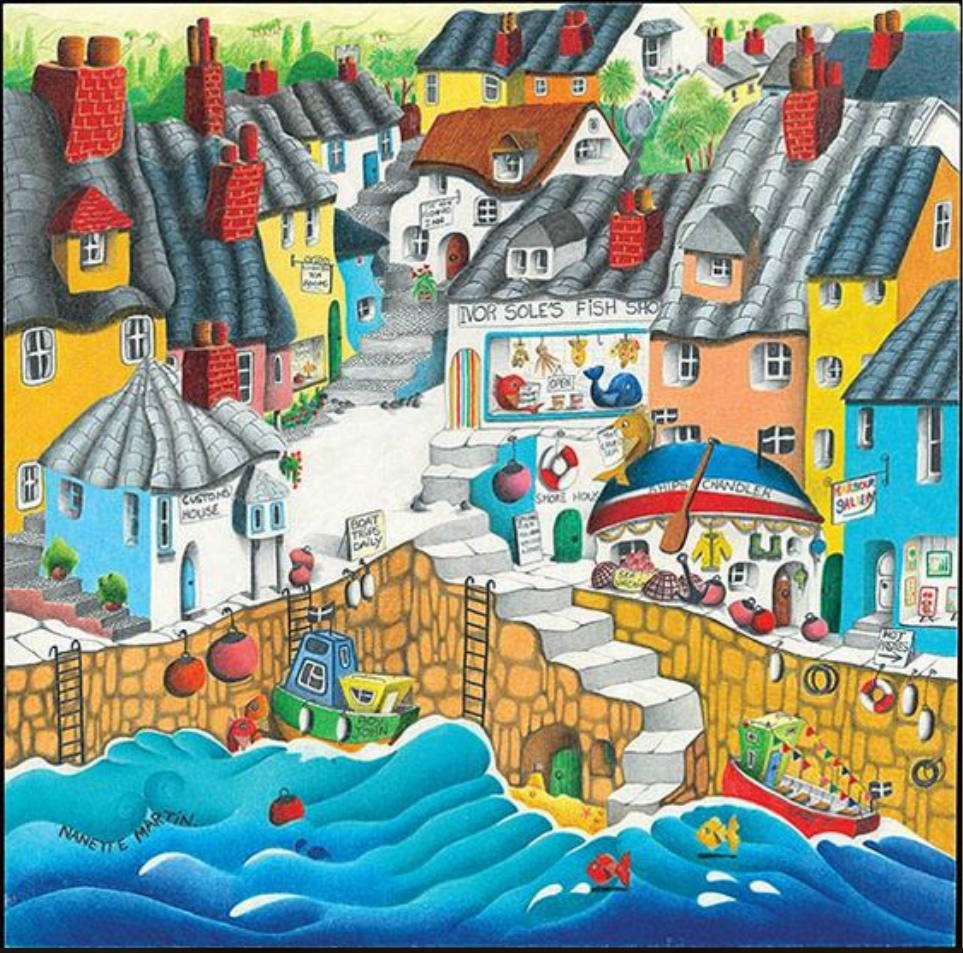 Solve A cornish village by the sea jigsaw puzzle online with 196 pieces