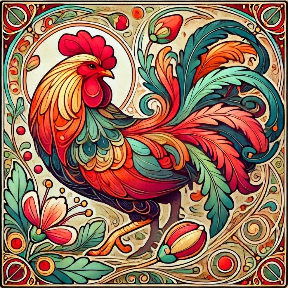Solve Colourful Rooster jigsaw puzzle online with 81 pieces