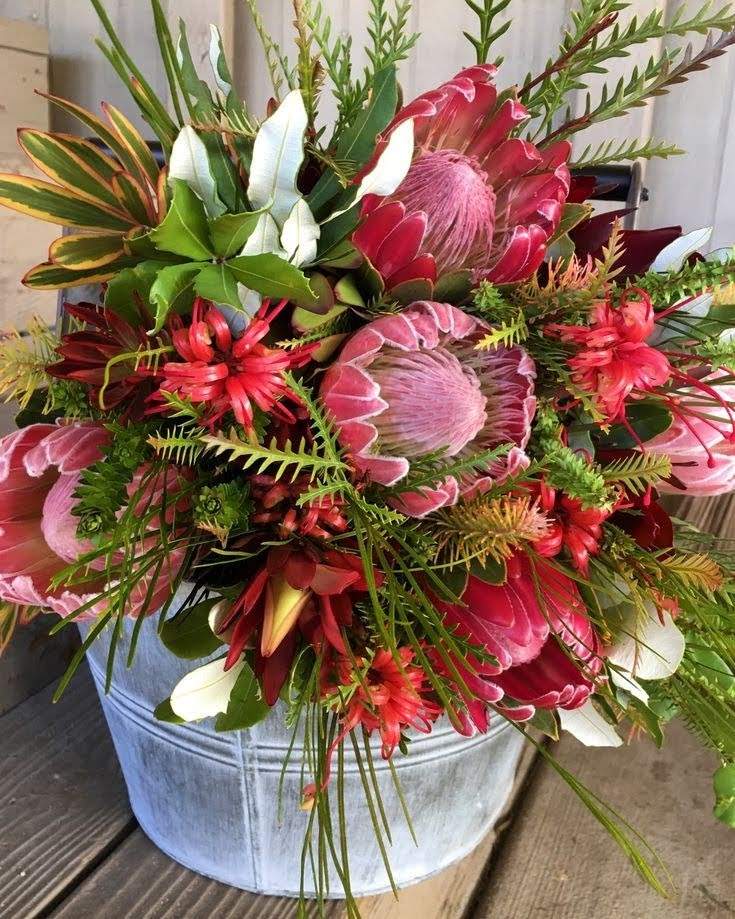 Solve Happiness is...Mixed Protea Bouquet. jigsaw puzzle online with 63 ...