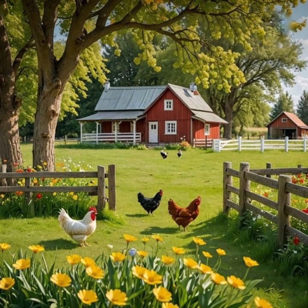 Solve Beautiful farm house scene jigsaw puzzle online with 225 pieces