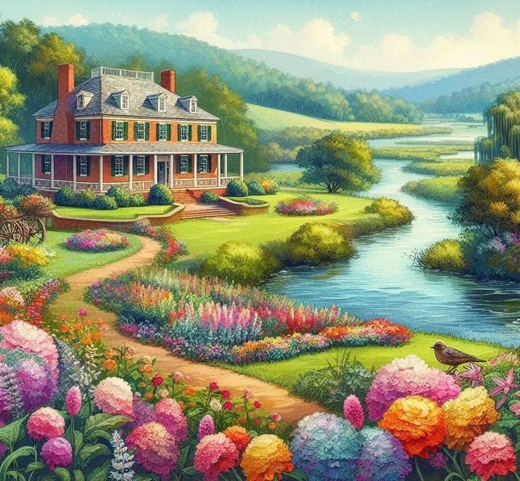 Solve Beautiful dream home beautiful scenery.... jigsaw puzzle online ...