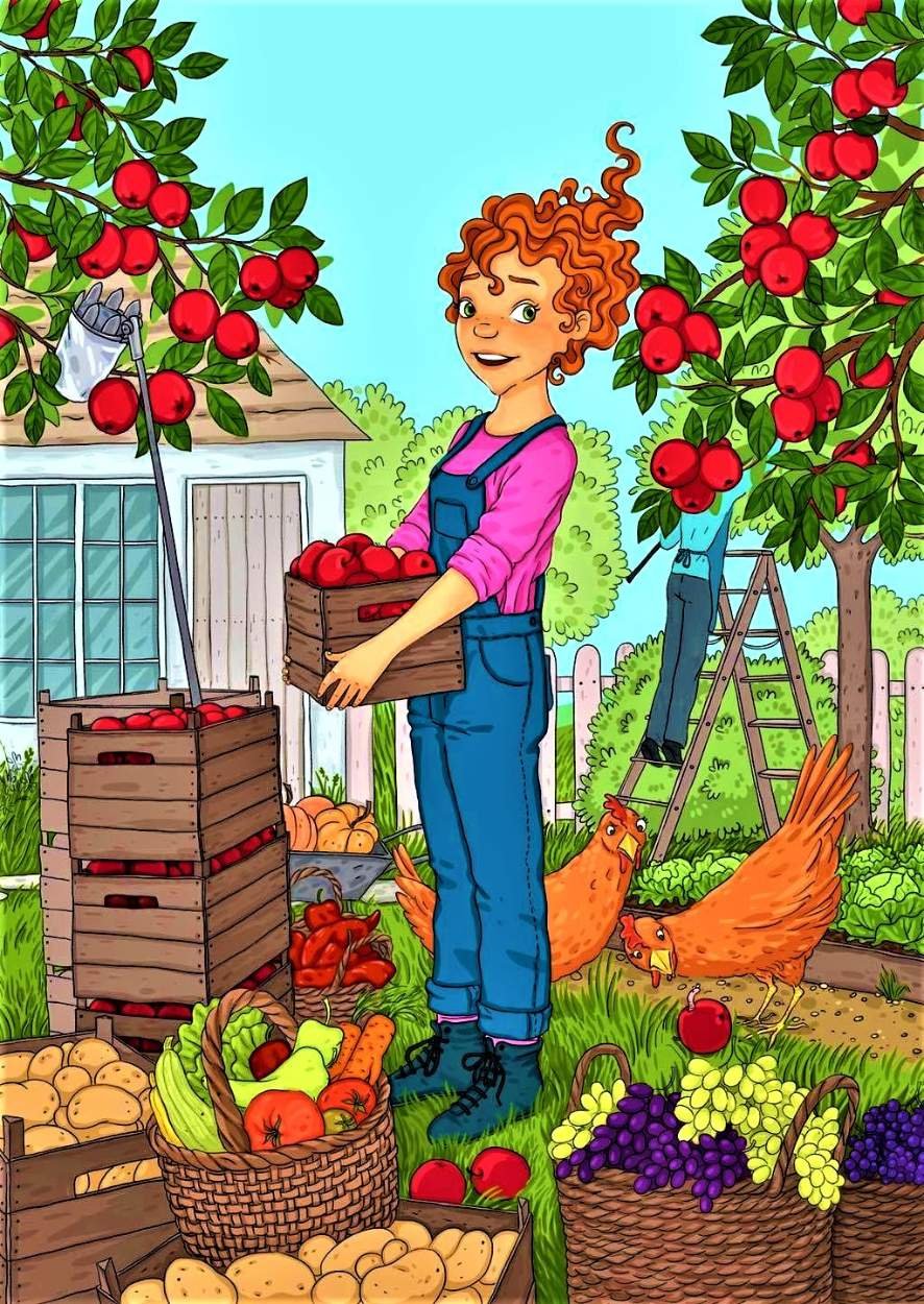 Solve Apple Picking Time jigsaw puzzle online with 252 pieces