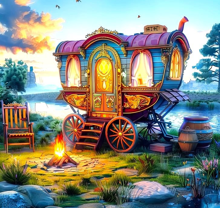 Solve A Fancy Gypsy Wagon.... jigsaw puzzle online with 25 pieces