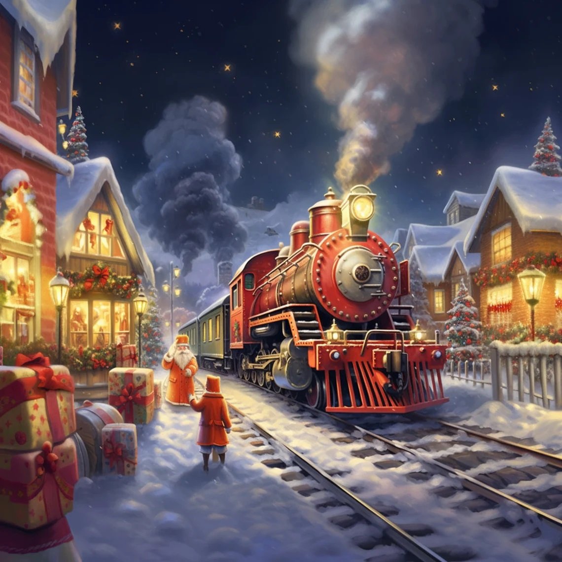 Solve christmas train jigsaw puzzle online with 121 pieces