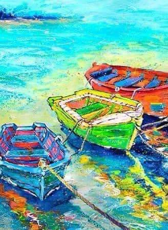 Solve BOATS IN COLOR jigsaw puzzle online with 35 pieces