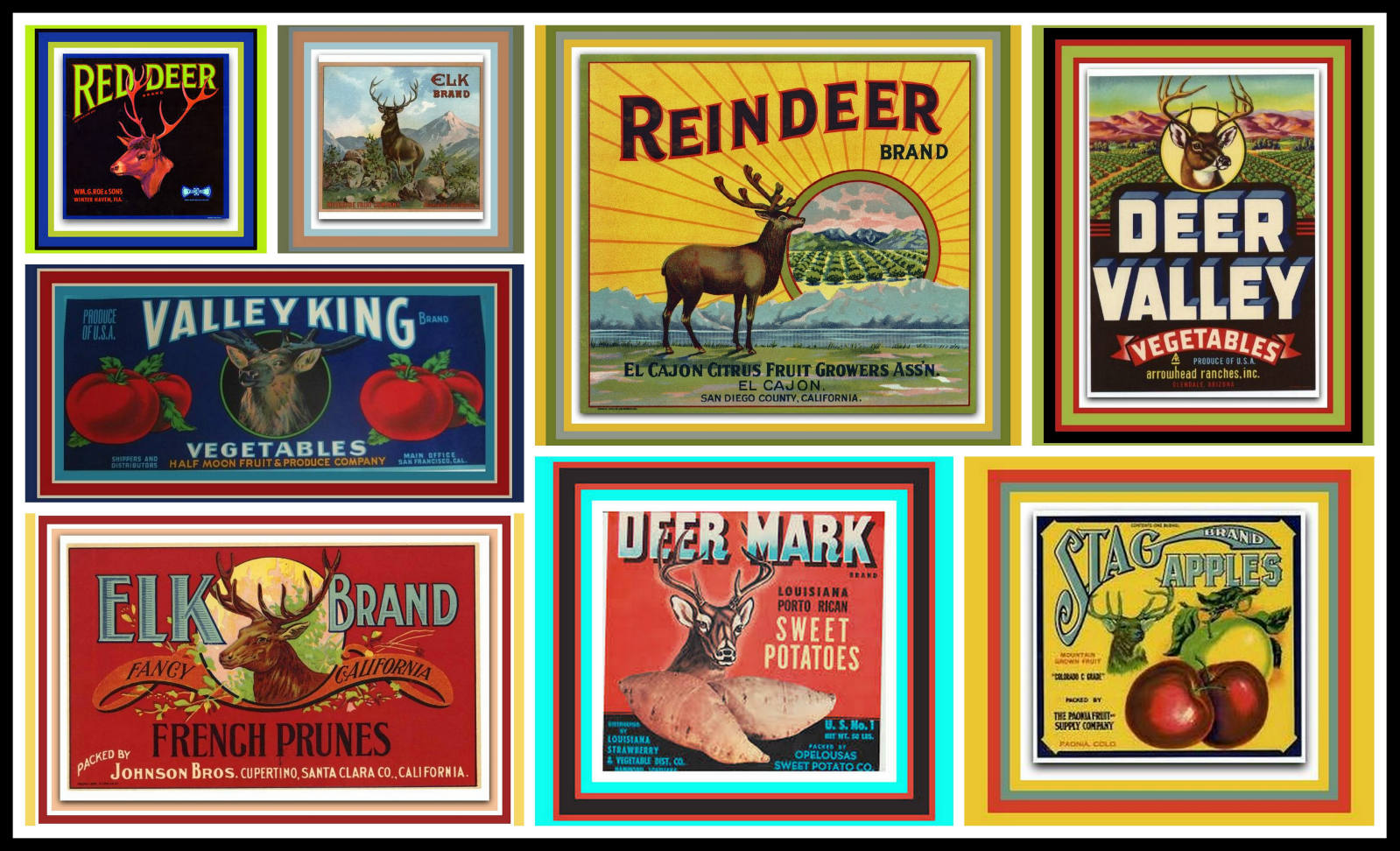 Solve Antlered Animals on Vintage Fruit Crate Labels jigsaw puzzle ...