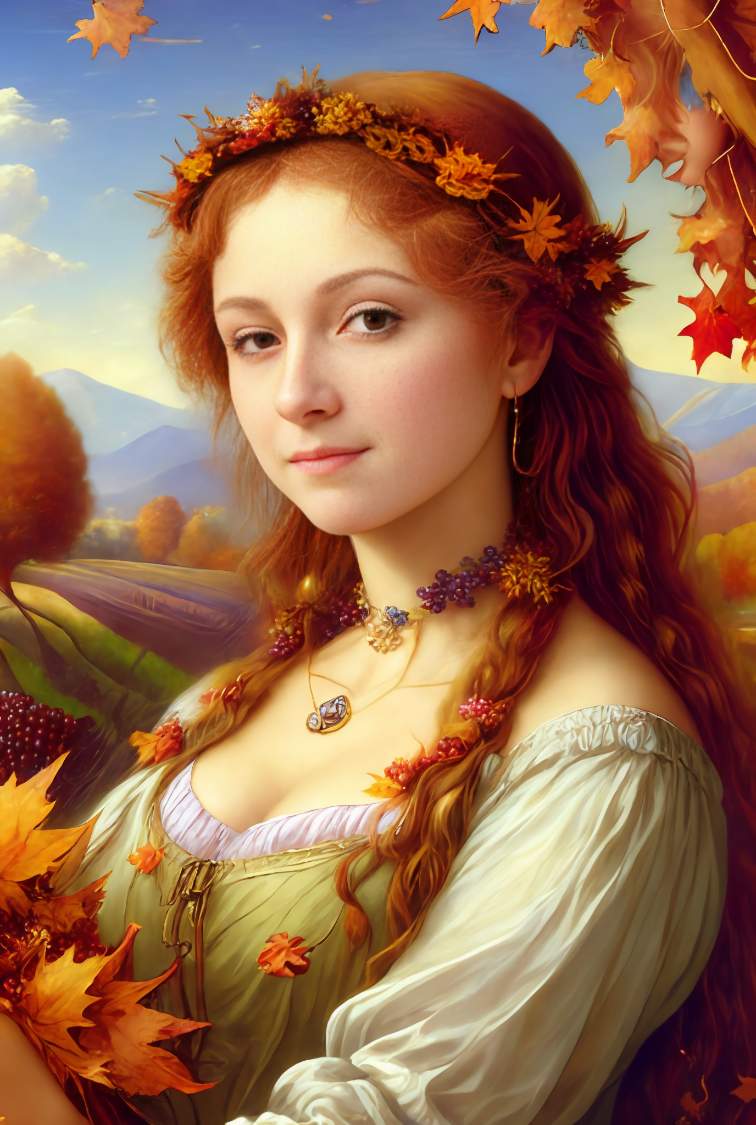 Solve Goddesses of the Seasons: Autumn jigsaw puzzle online with 40 pieces