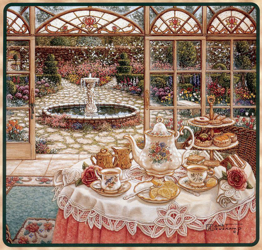 Solve Tea is on the table jigsaw puzzle online with 100 pieces