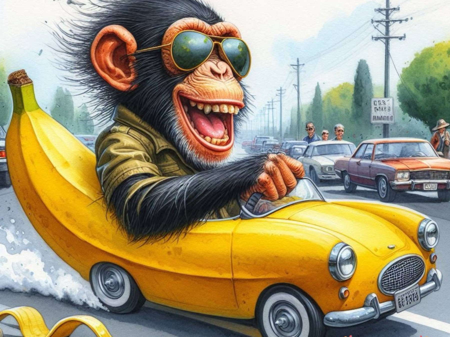 Solve Driving My Banana jigsaw puzzle online with 63 pieces