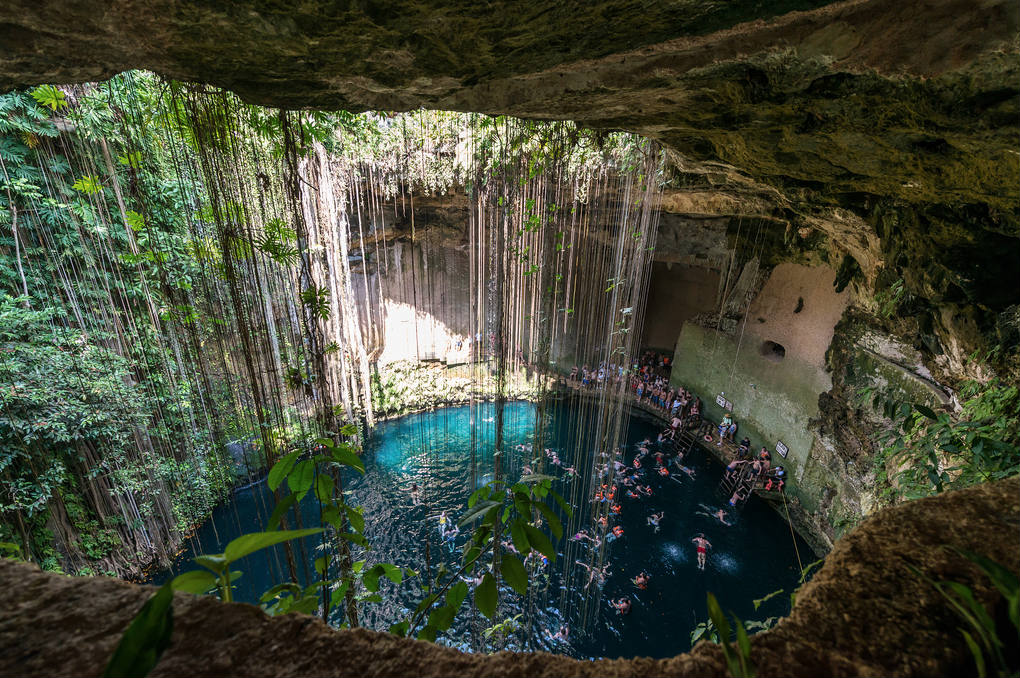 Solve Underground springs in Mexico; this is the Ik-Kil Cenote in ...